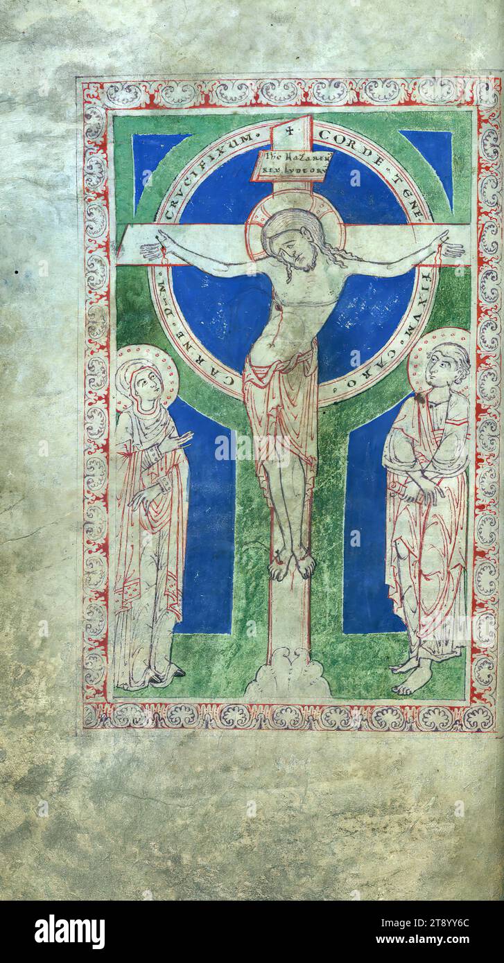 Leuchtmanuskript, Melk Missale, Kreuzigung, dieses Missale, das aus dem späten 12. Oder frühen ...