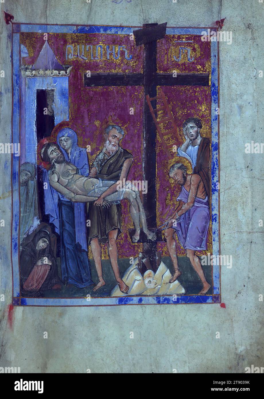 T'oros Roslin Evangelien, der Abstieg vom Kreuz und die Entombment, diese Handschrift wurde 1262 ...