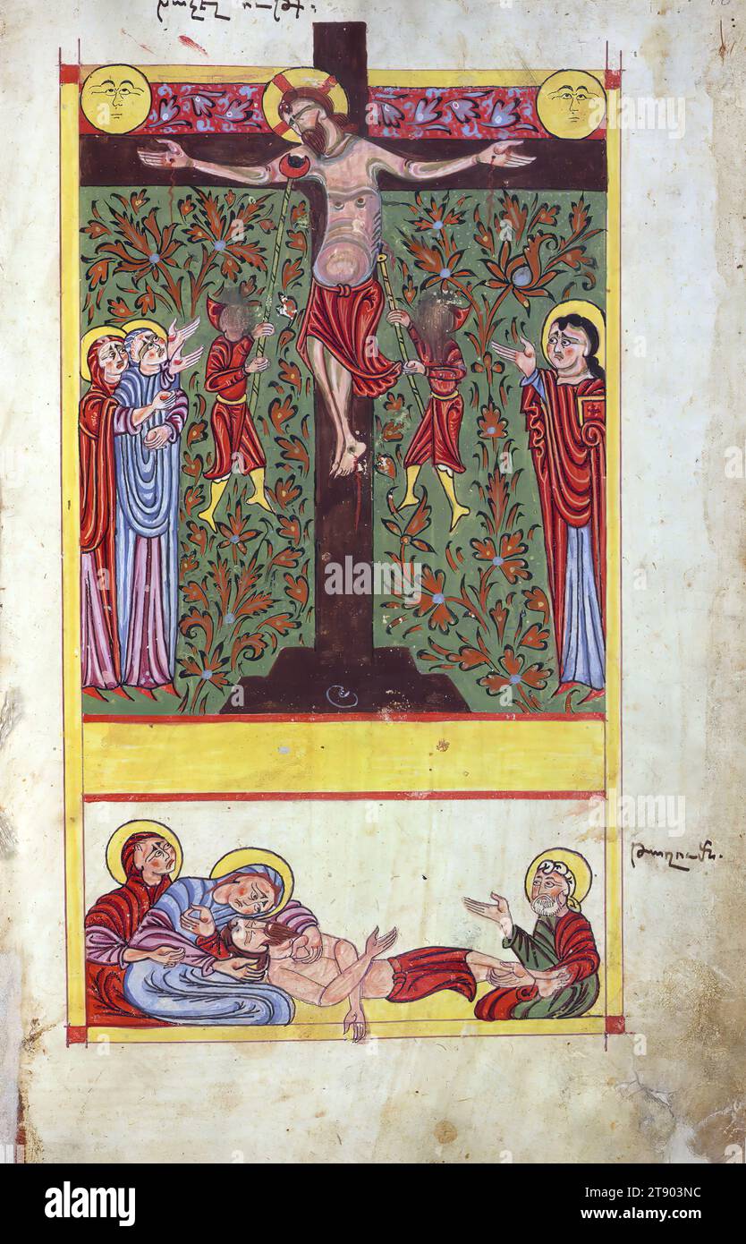 Evangelien, Kreuzigung und Trauer über Christi Leib, dieses Armenische Evangeliumsbuch wurde 904 ...