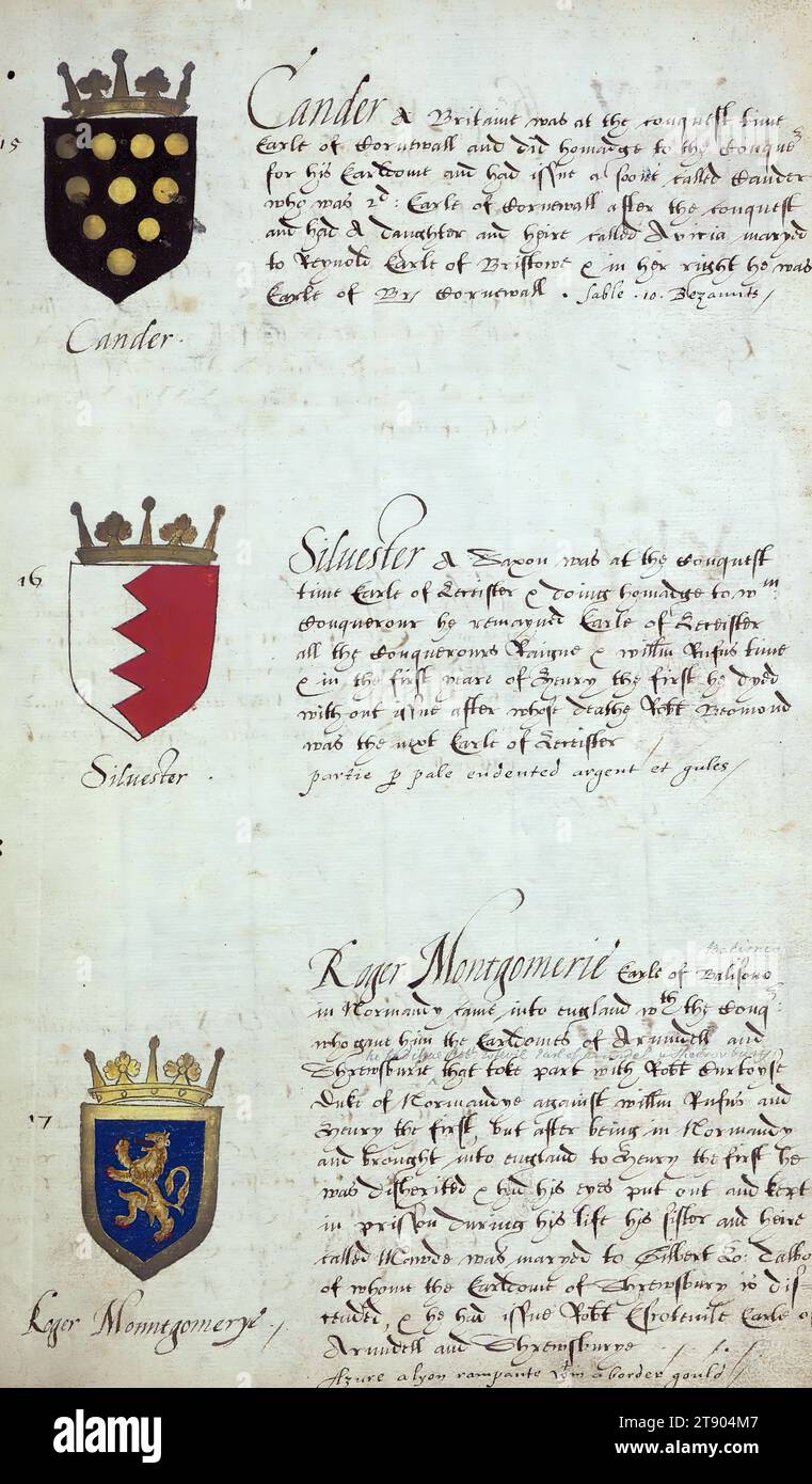 Buch der englischen Heraldik, Wappen von Cander, Silvester und Roger Monntgomerye, dieses Buch ...