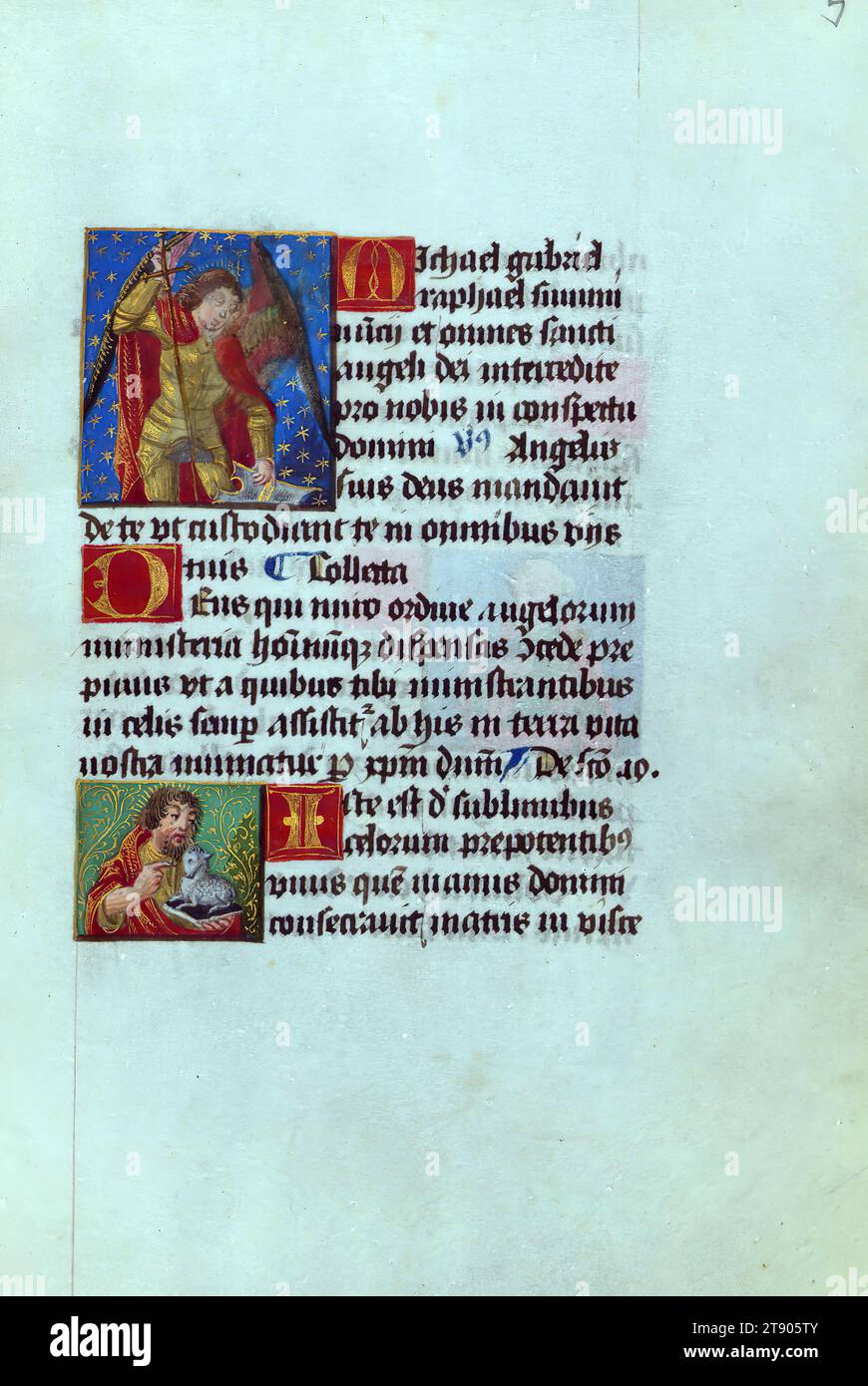 Gebetsbuch, oben Michael; Unten- St. Johannes der Täufer, dieses beleuchtete Gebetsbuch aus dem ...