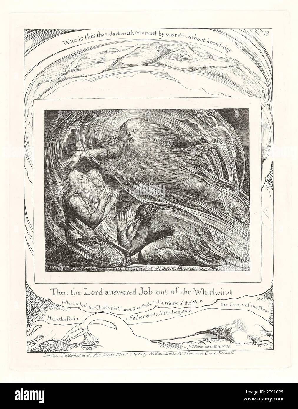 Dann antwortete der Herr Hiob aus dem Wirbelwind, 1825, William Blake ...