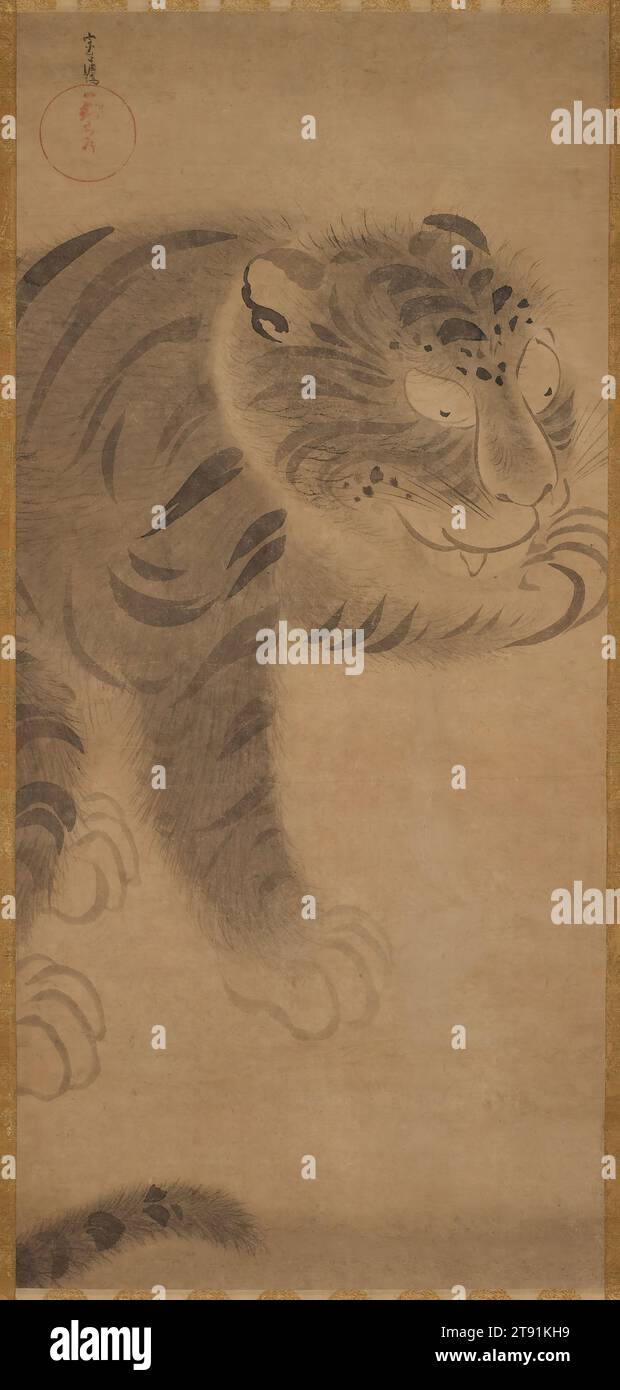 Tiger leckt seine Pfote, 17. Jahrhundert, zugeschrieben Tawaraya ...