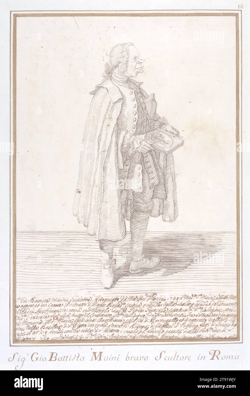 Porträt von Giovanni Battista Maini, 1749, Pier Leone Ghezzi ...