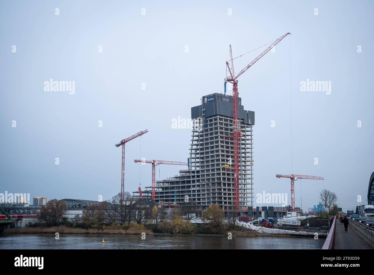 Elbtower in Hamburg - Baustopp im Oktober 2023 Baustelle nach Einstellung der Zahlungen an das ...