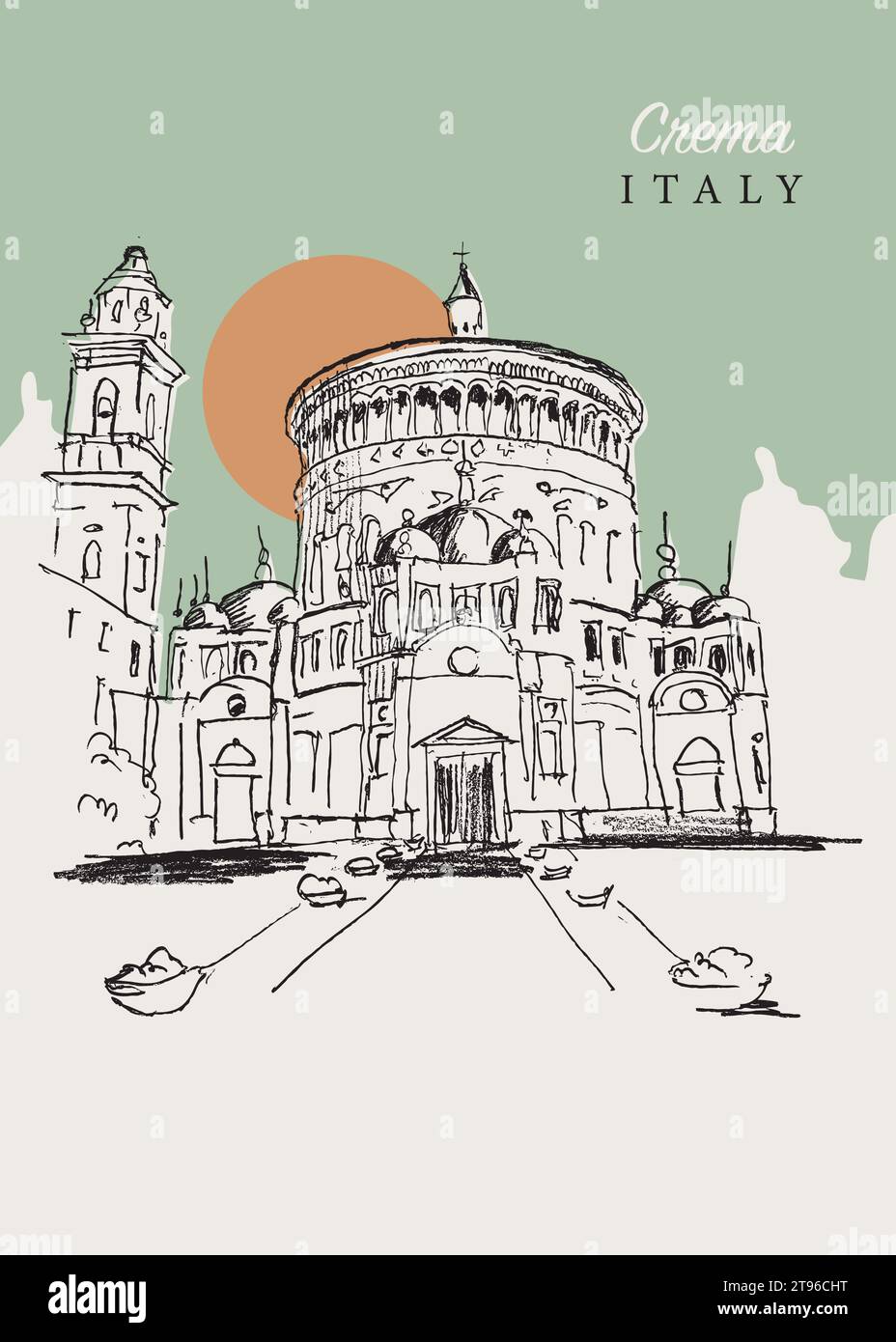 Vektor Hand gezeichnete Skizze Illustration von Crema, Italien Stock ...