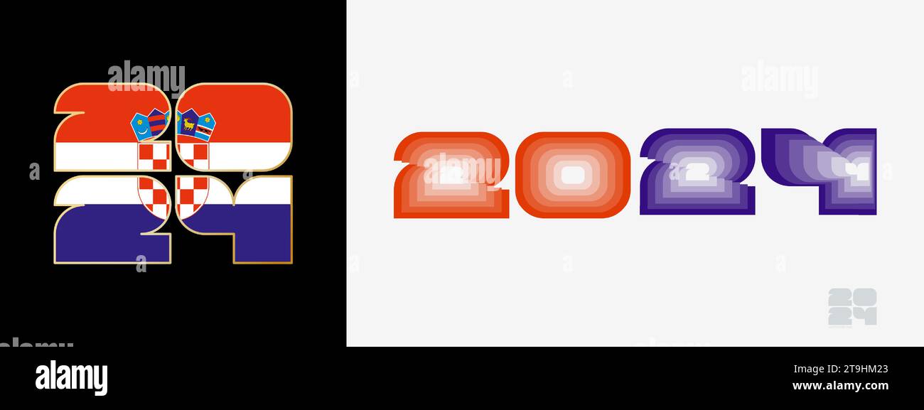 Jahr 2024 mit der Flagge Kroatiens und im farbigen Gaumen der Flagge ... Jahr 2024 mit der Flagge Kroatiens und im farbigen Gaumen der Flagge ...