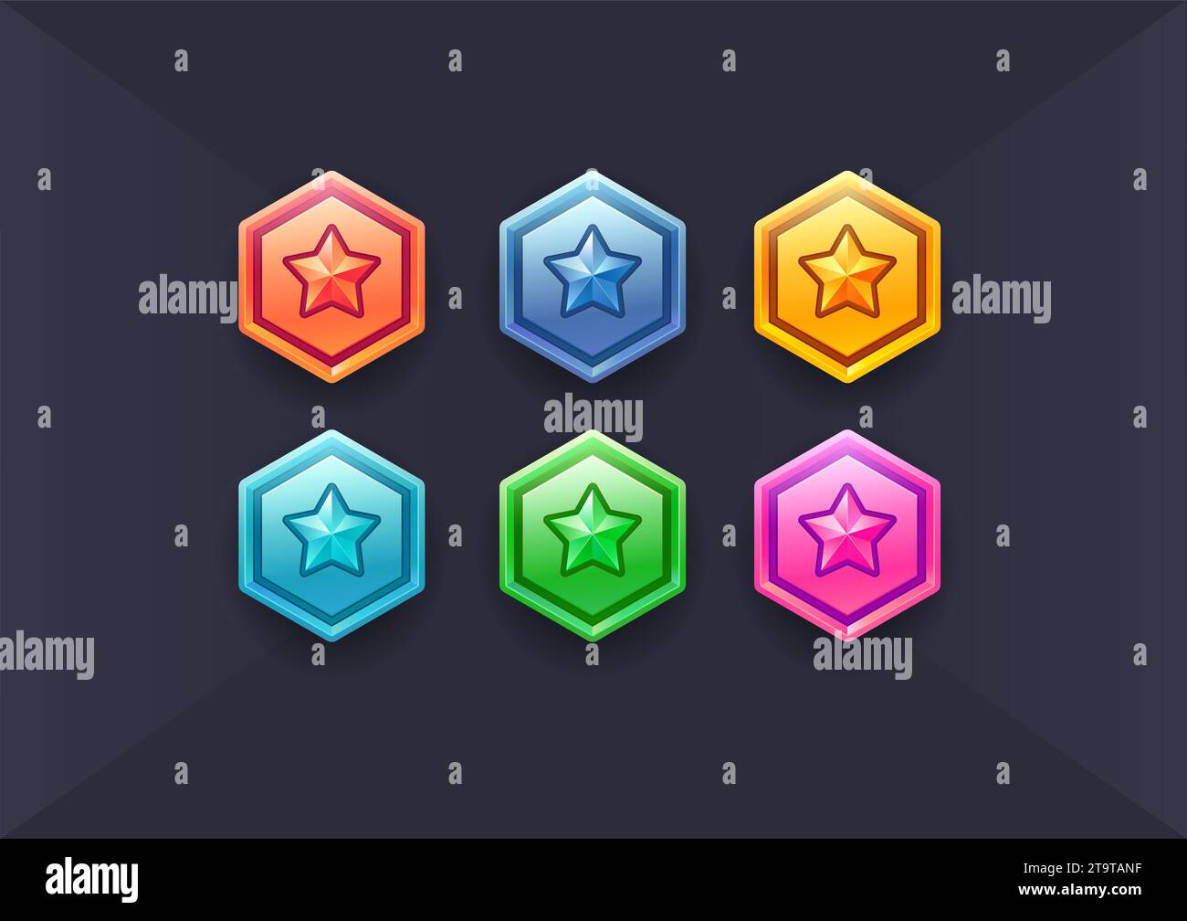 Vektorsatz mit dem Star-Symbol der Spiele. Militärschildabzeichen ...
