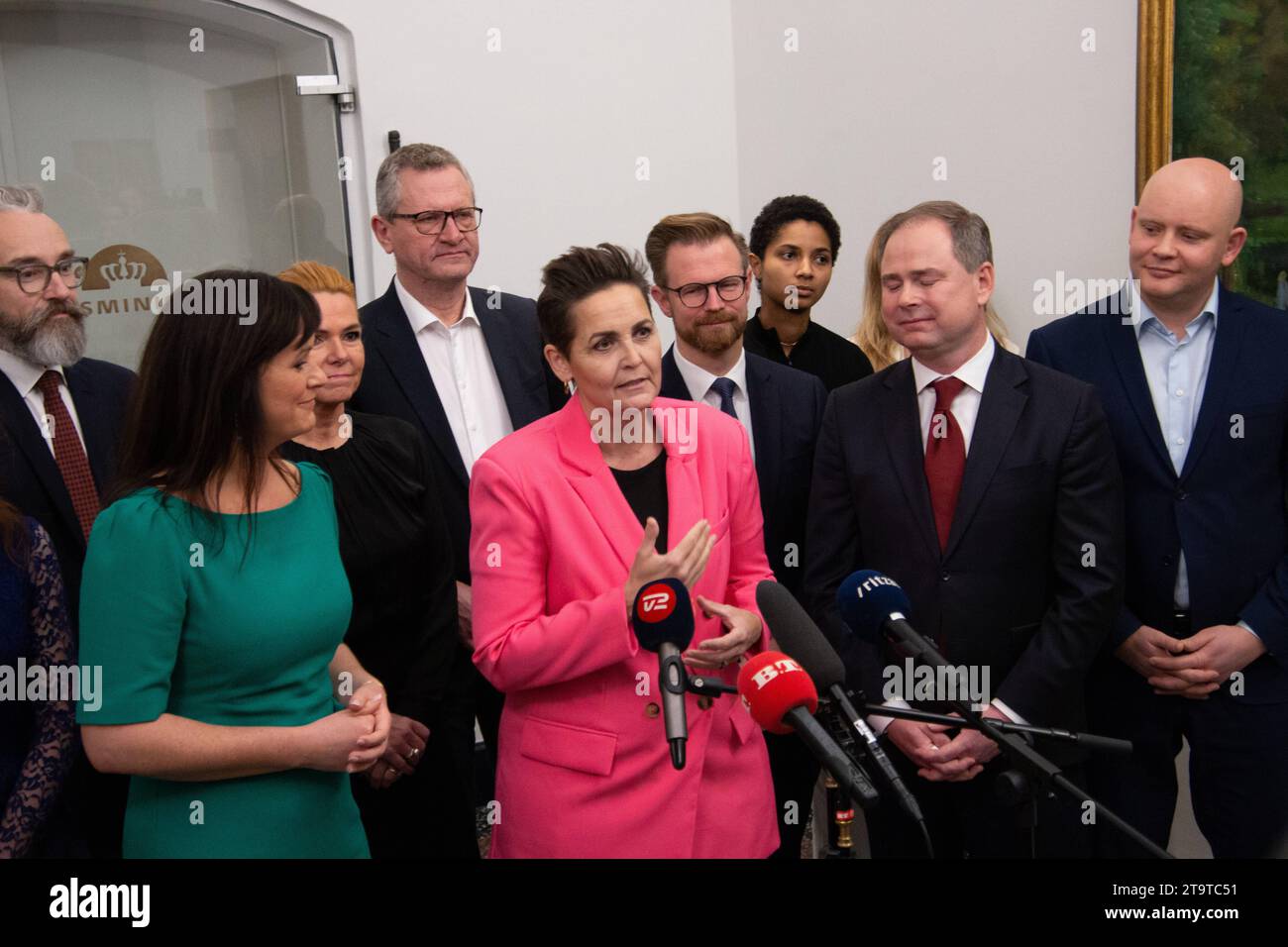 Pressekonferenz zur Haushaltsvereinbarung für 2024. Der dänische ...