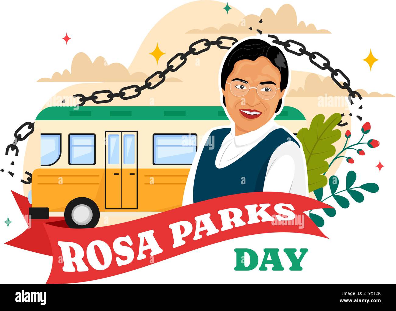 Rosa Parks Tag Vektor Illustration mit der First Lady of Civil Rights ...