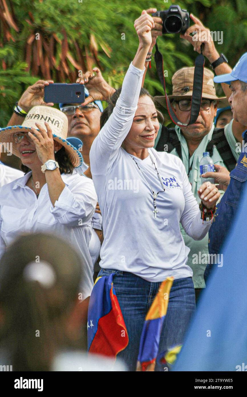 Maria Corina Machado politische Kundgebung in Maracaibo, Venezuela ...