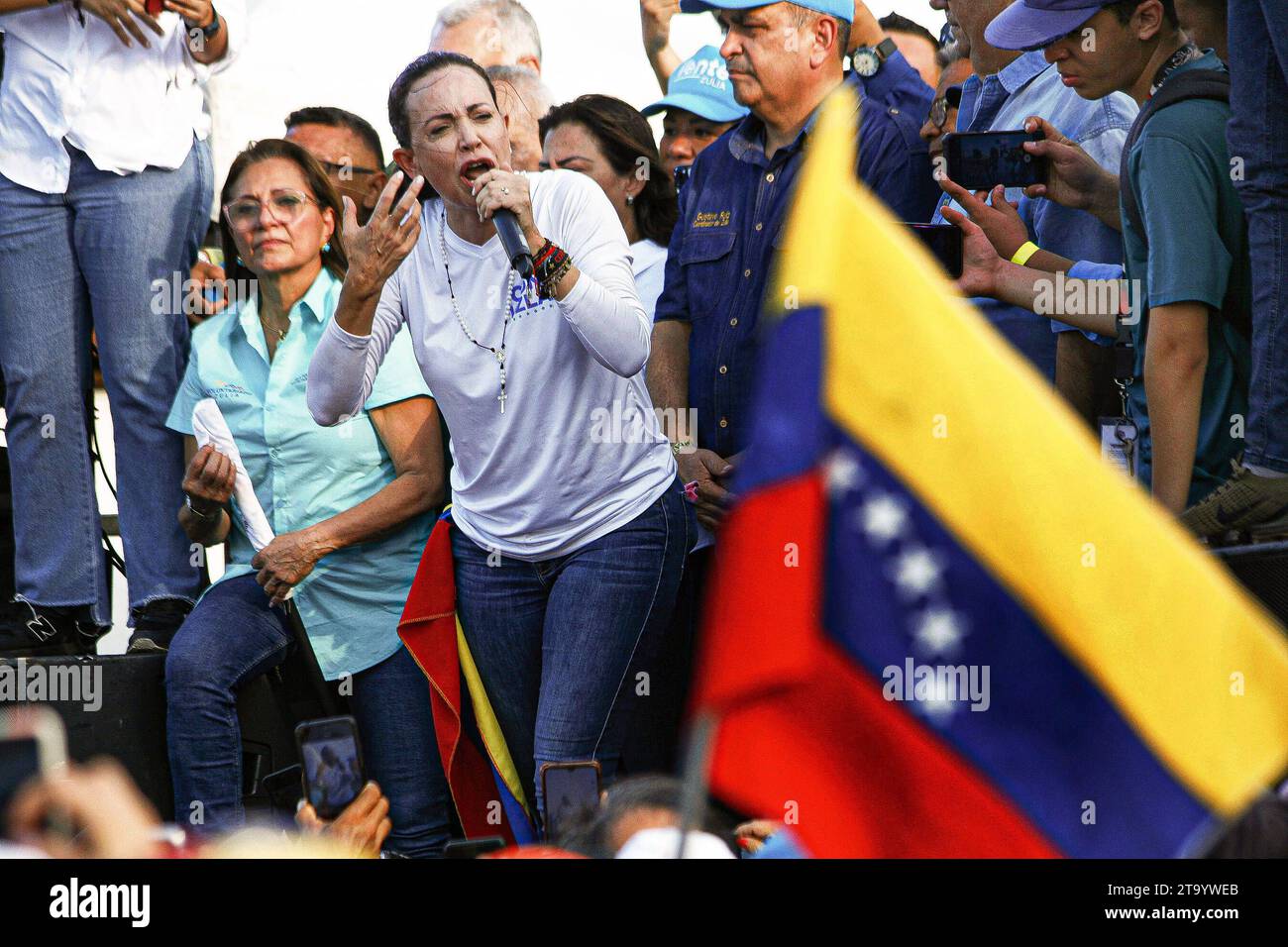 Maria Corina Machado politische Kundgebung in Maracaibo, Venezuela ...