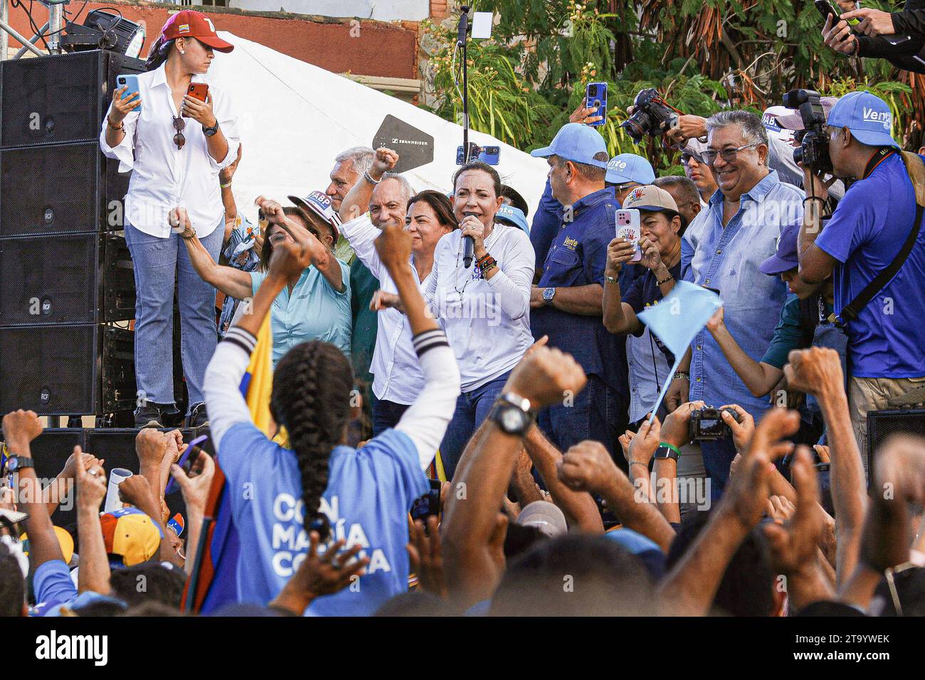 Maria Corina Machado politische Kundgebung in Maracaibo, Venezuela ...