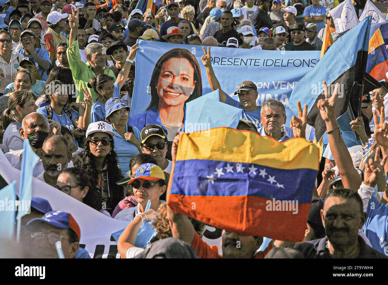 Maria Corina Machado politische Kundgebung in Maracaibo, Venezuela ...
