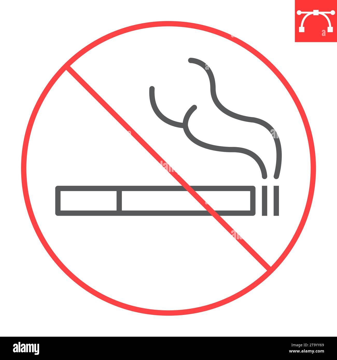 No Rauchen Line Symbol, Verbot und verboten, kein Zigarettenzeichen ...