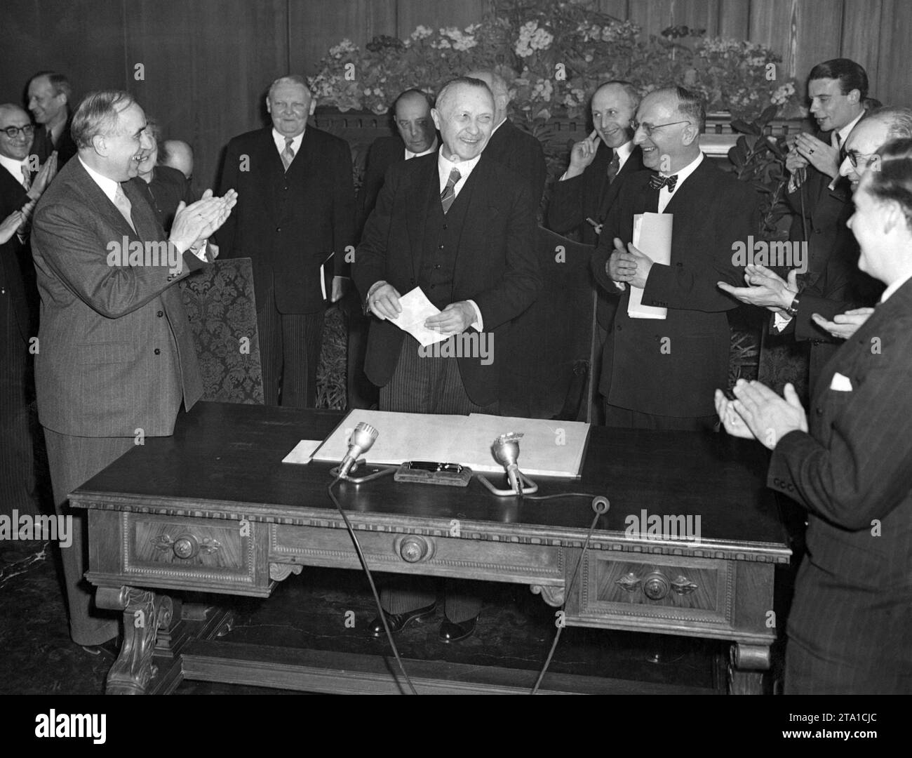 Federal Chancellor Dr Konrad Adenauer, who arrived in Berlin on April ...