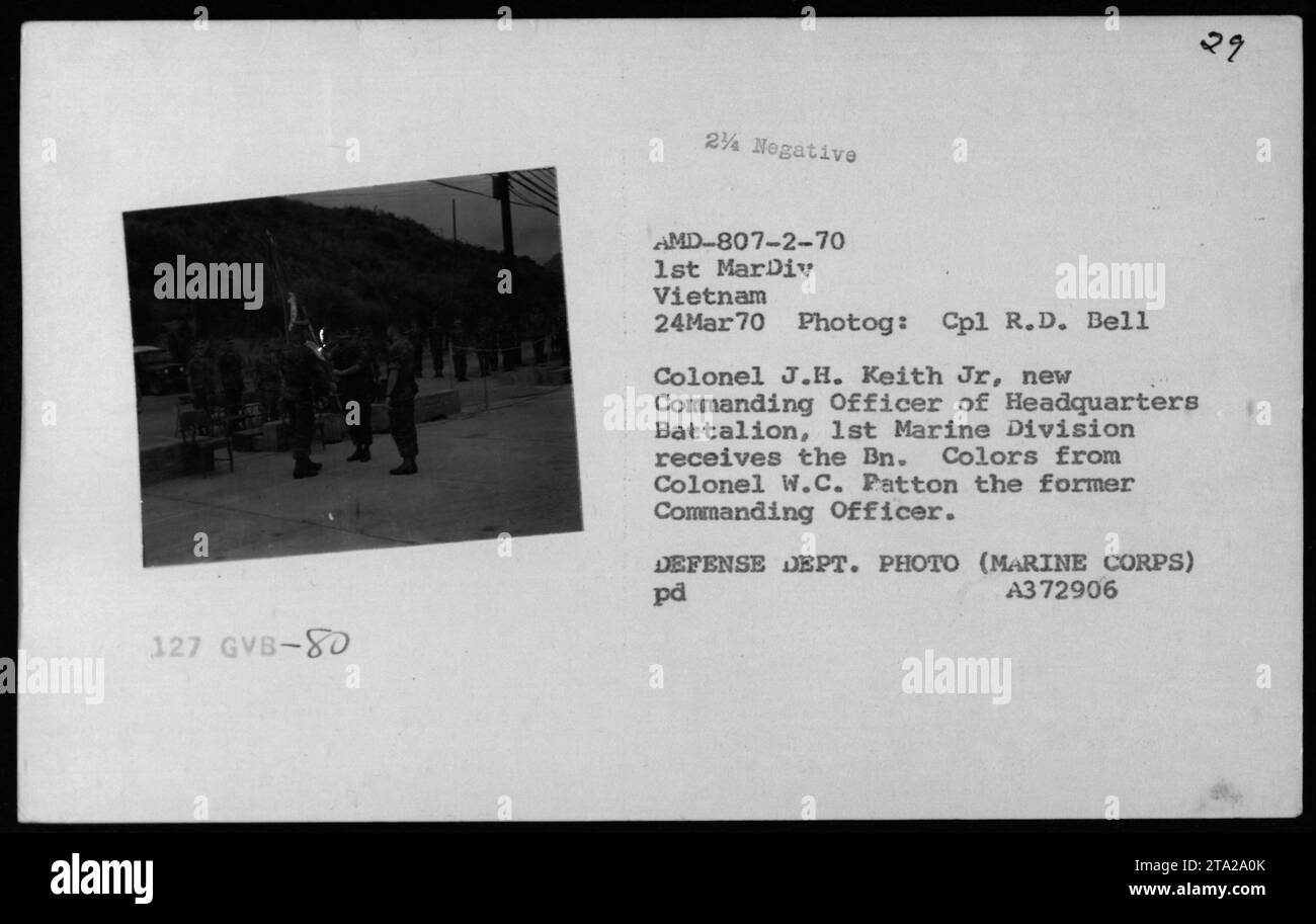 Colonel J.H. Keith Jr, der neue Kommandant des Hauptquartier-Bataillons ...