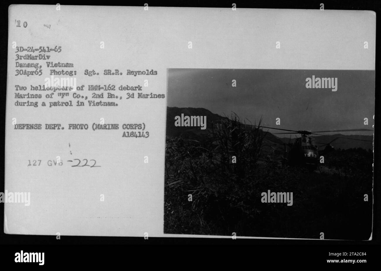 UH-34 Hubschrauber von HM-162 entbooten Marines der Wyn Company, 2nd ...