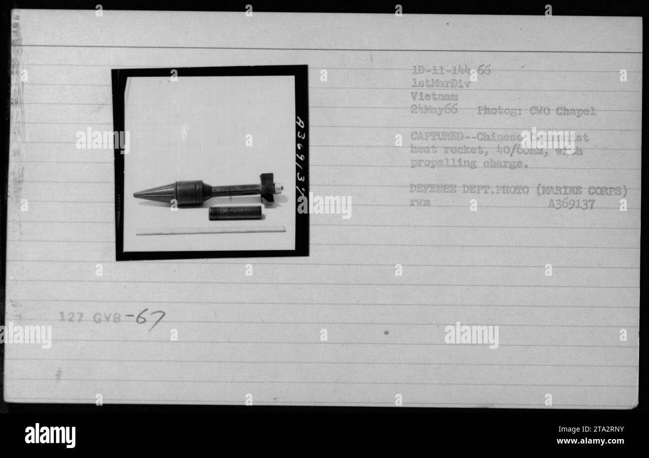 Die chinesische kommunistische Rakete, 40/80mm, mit Treibladung. Das ...