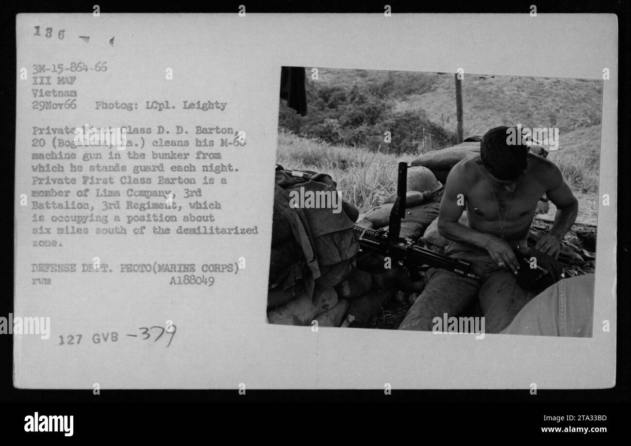 Der private First Class D. D. Barton von der Lima Company, 3. Bataillon ...