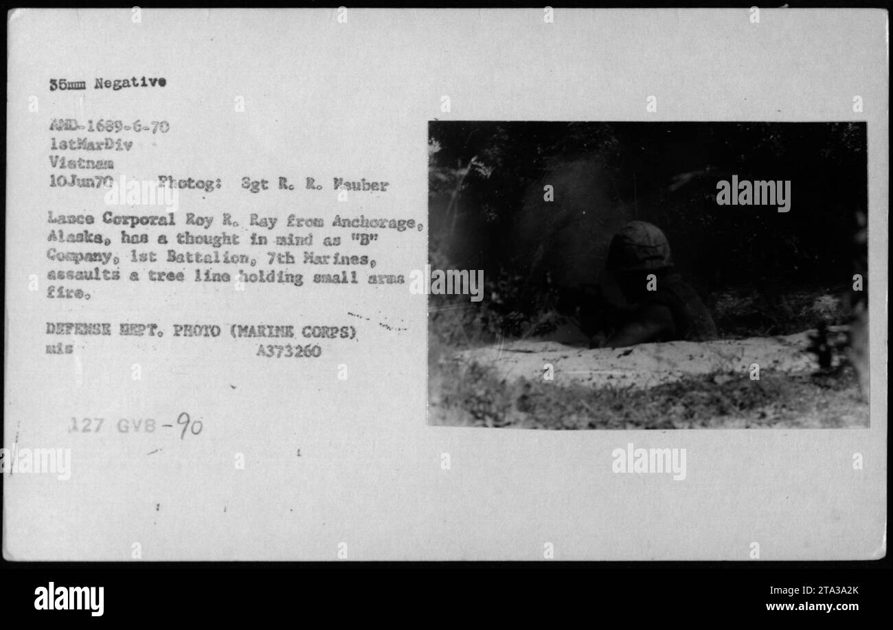 Lance Corporal Roy R. Ray aus Anchorage, Alaska, wurde am 10. Juni 1970 als B-Kompanie, 1 ...
