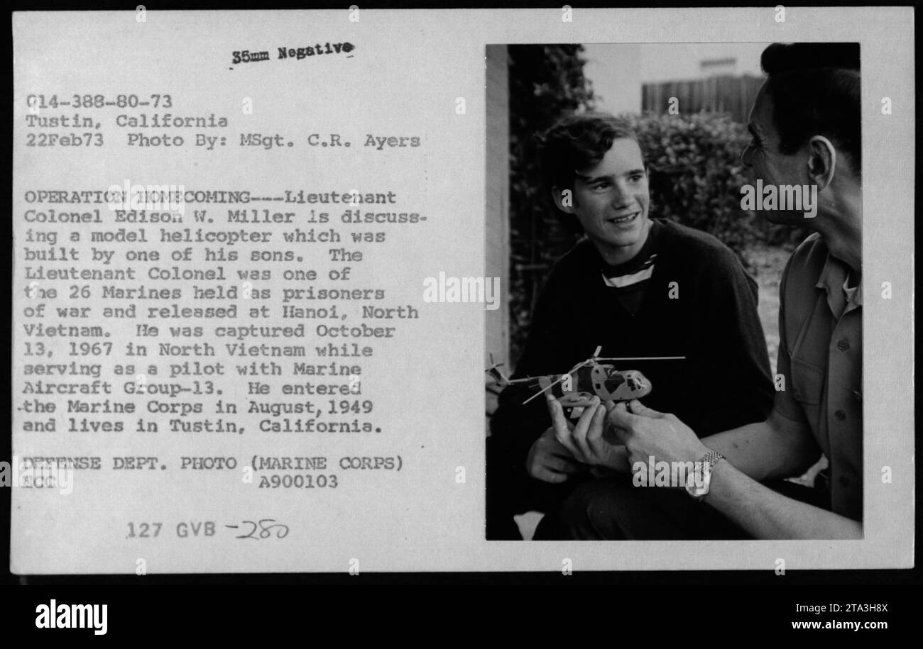 Oberstleutnant Edison W. Miller, ein ehemaliger Kriegsgefangener ...