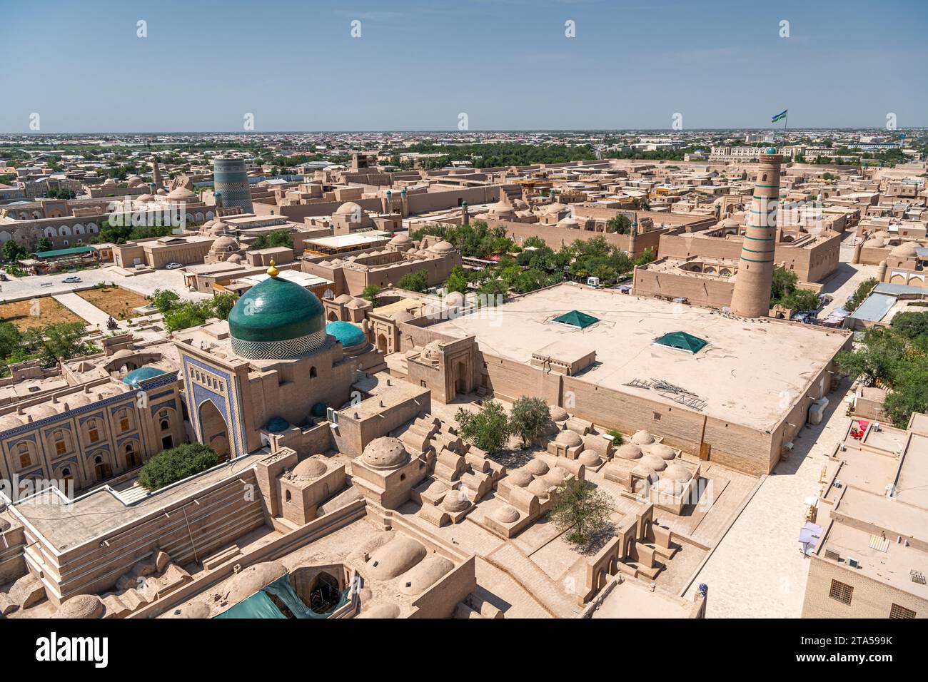 Chiwa, Usbekistan, die Altstadt Luftbild. Historische Altstadt von ...