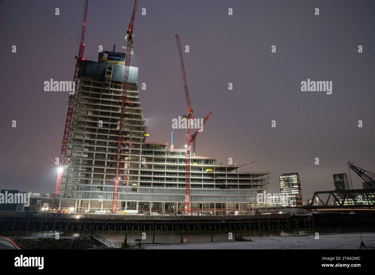Elbtower in Hamburg - Baustopp im Oktober 2023 Baustelle nach Einstellung der Zahlungen an das ...