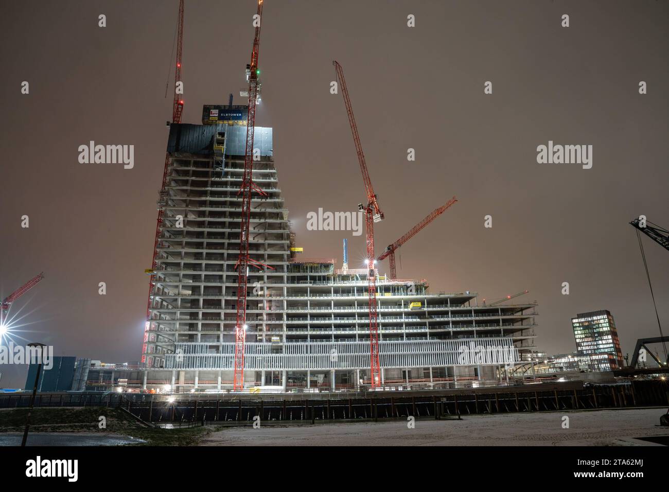 Elbtower in Hamburg - Baustopp im Oktober 2023 Baustelle nach Einstellung der Zahlungen an das ...