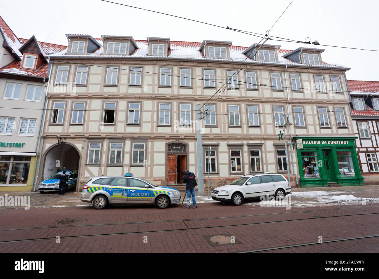 Halberstadt Deutschland November 2023 30 Polizeieinsatzfahrzeuge