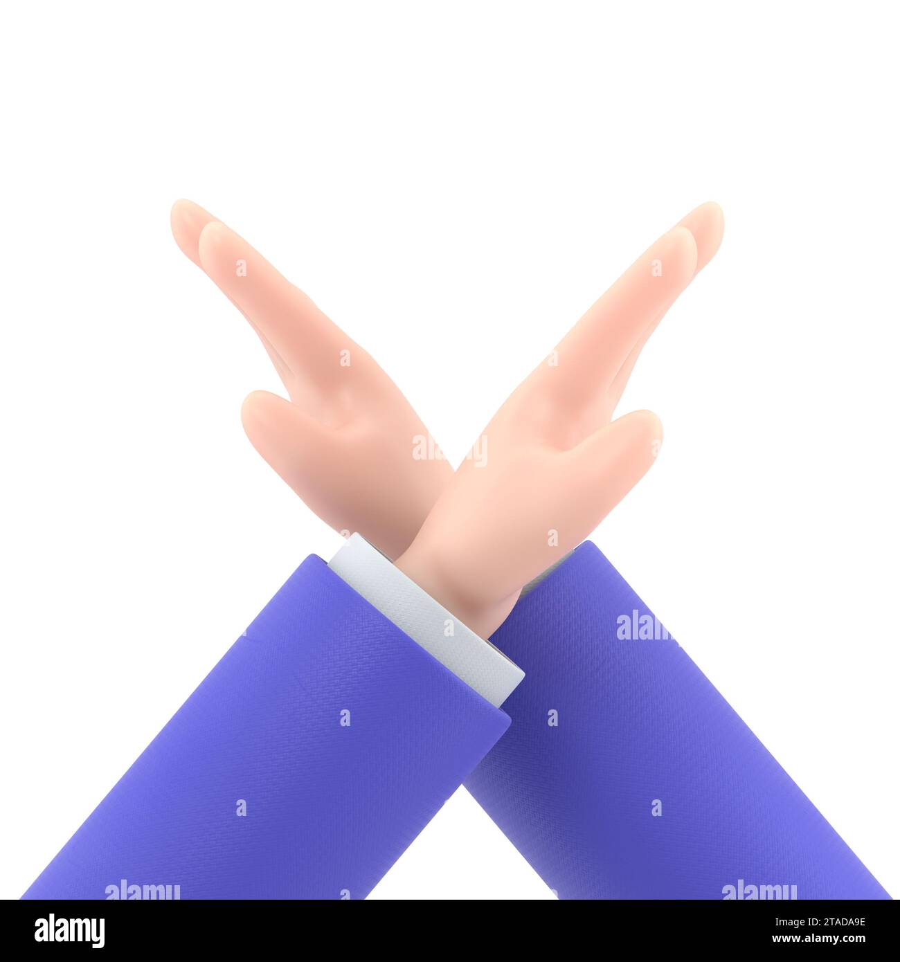 Geste gekreuzte Hände. Armkreuzende Abstoßungsausdrücke. Negatives ...