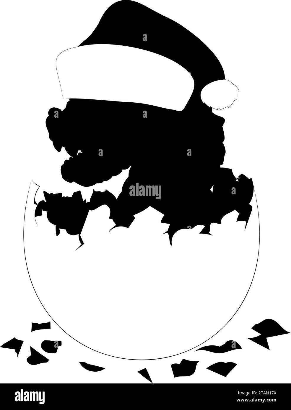 Form eines neugeborenen hölzernen Drachen, der Weihnachtsmann Hut im Ei ...