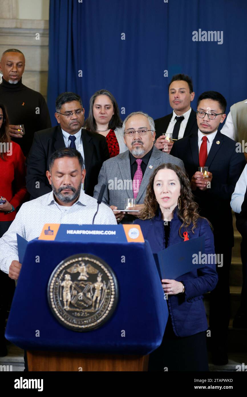 New York, USA, 01. Dezember 2023 - Bürgermeister Eric Adams, GMHC ...
