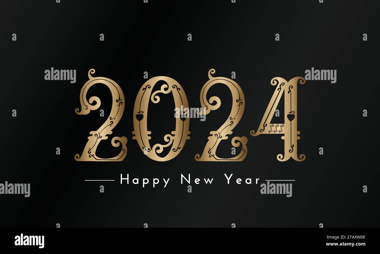 Frohes neues jahr 2024 karte Stock-Vektorgrafiken kaufen - Alamy