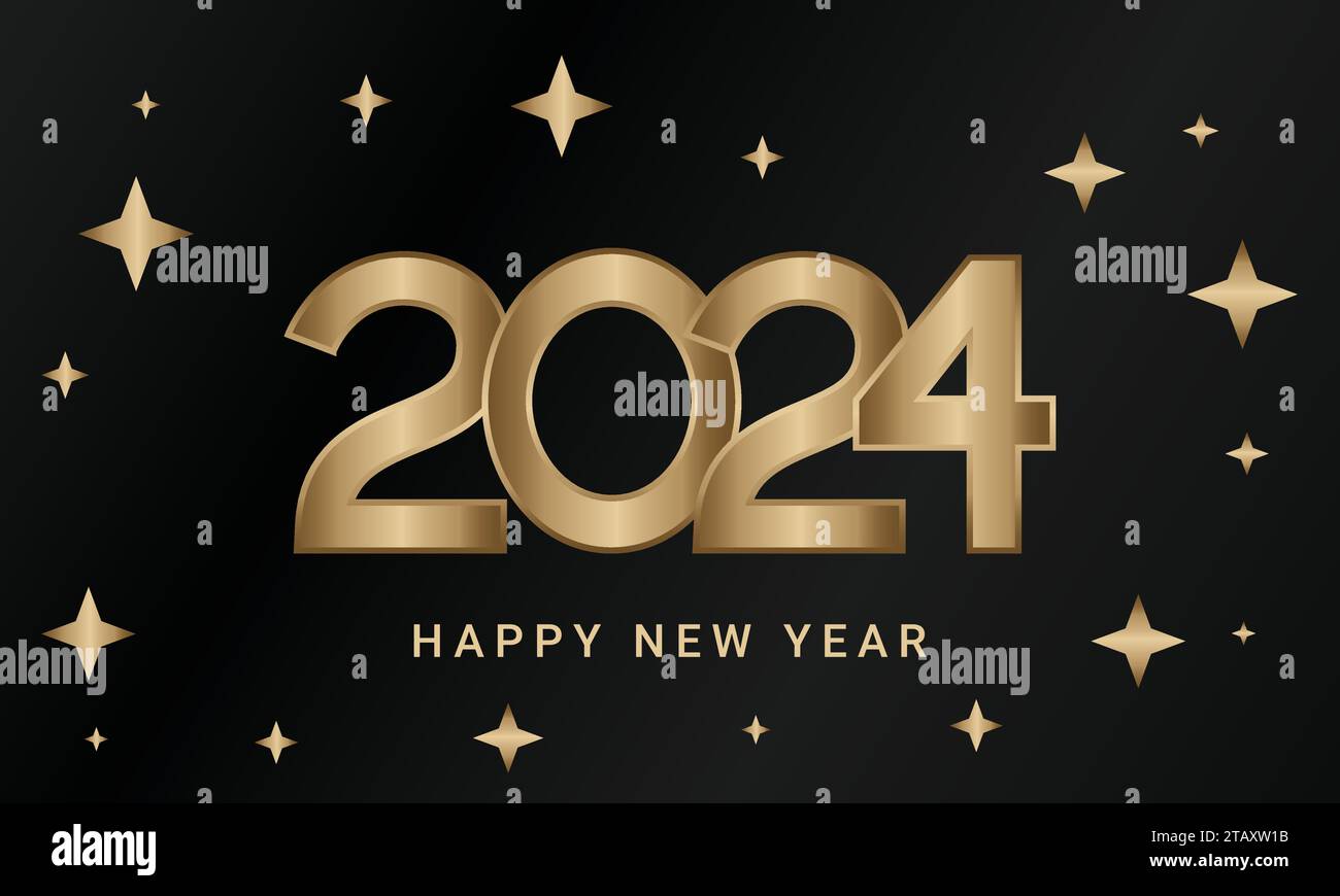 Moderner Luxus Happy New Year 2024 Neujahr wünscht für Jahr 2024 ...