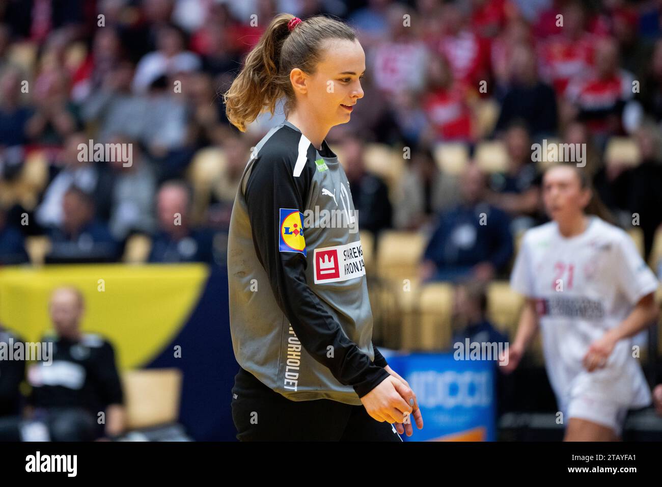Die dänische Torhüterin Anna Kristensen beim WM-Spiel zwischen Dänemark und Chile aus der Gruppe ...
