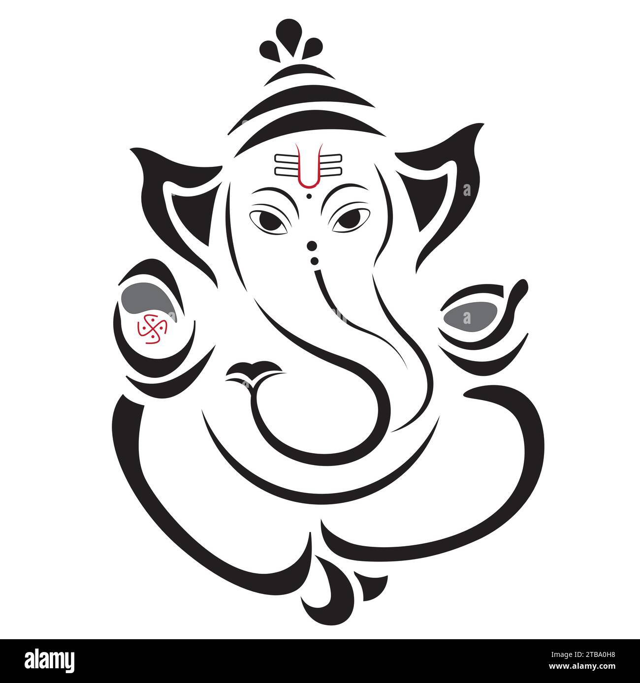 Hindu Gott Vinayagar oder Ganesha schwarz-weiß Umrissvektor ...