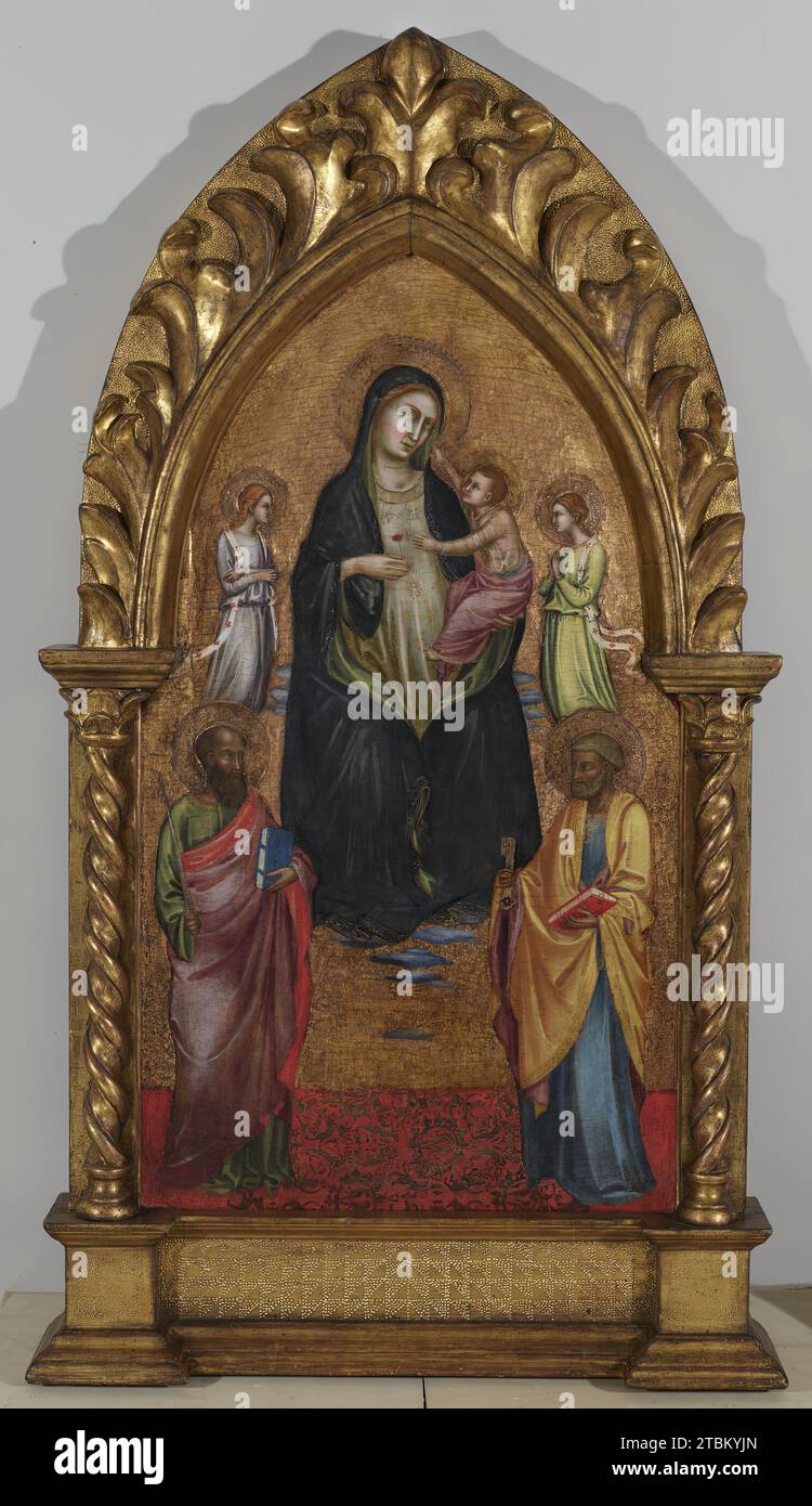 Die Jungfrau und das Kind mit Heiligen und Engeln, 1370-1425. Die Jungfrau und das Kind sitzen ...