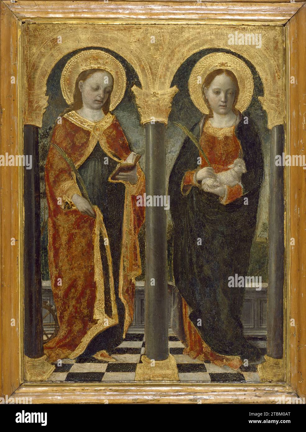 St. Katharina von Alexandria und St. Agnes, um 1460. Die Platte mit zwei Jungfrauen war ...