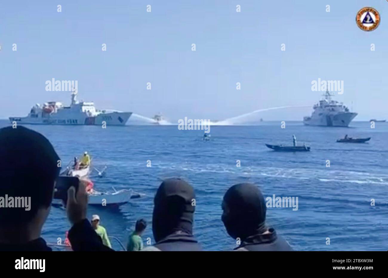 In this image taken from video provided by the Philippine Coast Guard ...