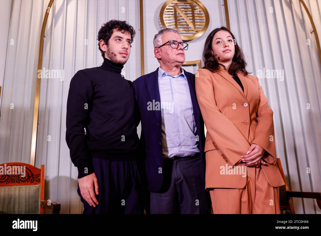 Oslo 20231209. Der Ehemann und die Kinder des diesjährigen ...