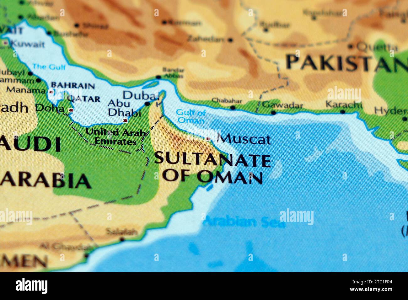 Weltkarte der Länder des Nahen Ostens, katar, oman, vae, bahrain, dubai ...