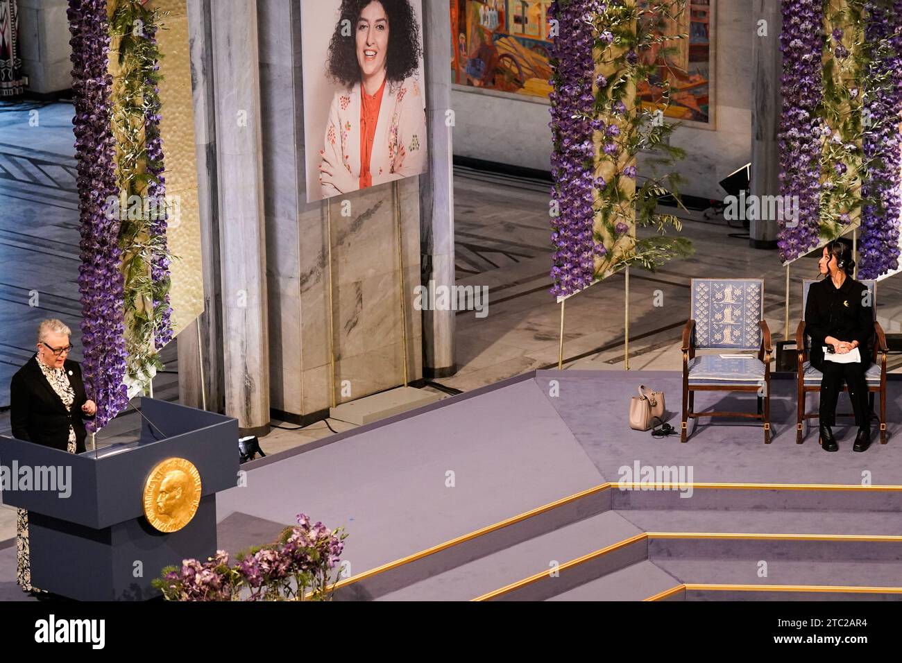 Oslo 20231210.der Vorsitzende des Nobelausschusses Berit Reiss-Andersen ...