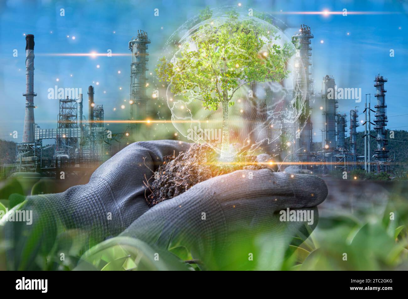 Ideen für die Verringerung der CO2-Emissionen, die Umstellung auf saubere Energie für eine grüne ...