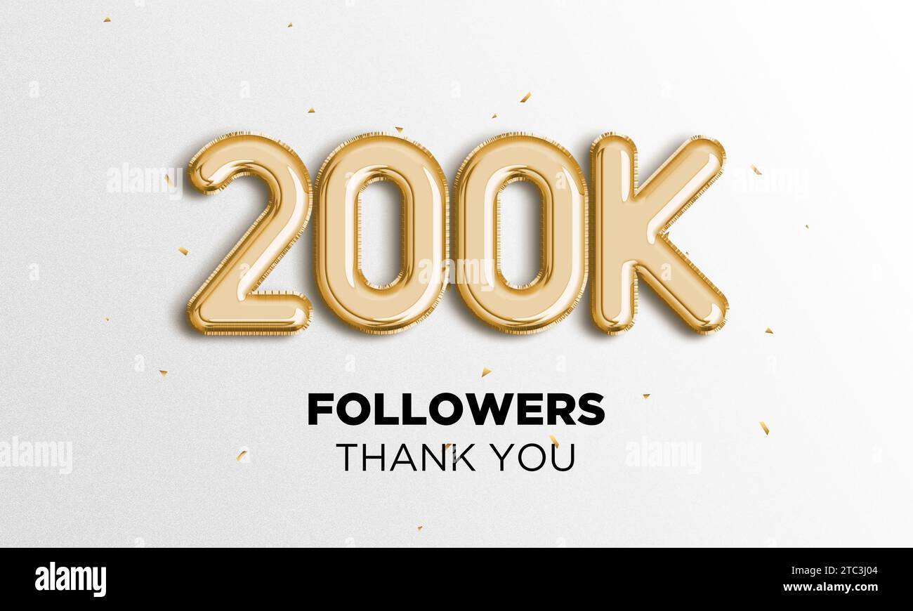 200 Follower feiern. Poster in sozialen Medien. Follower Danke ...