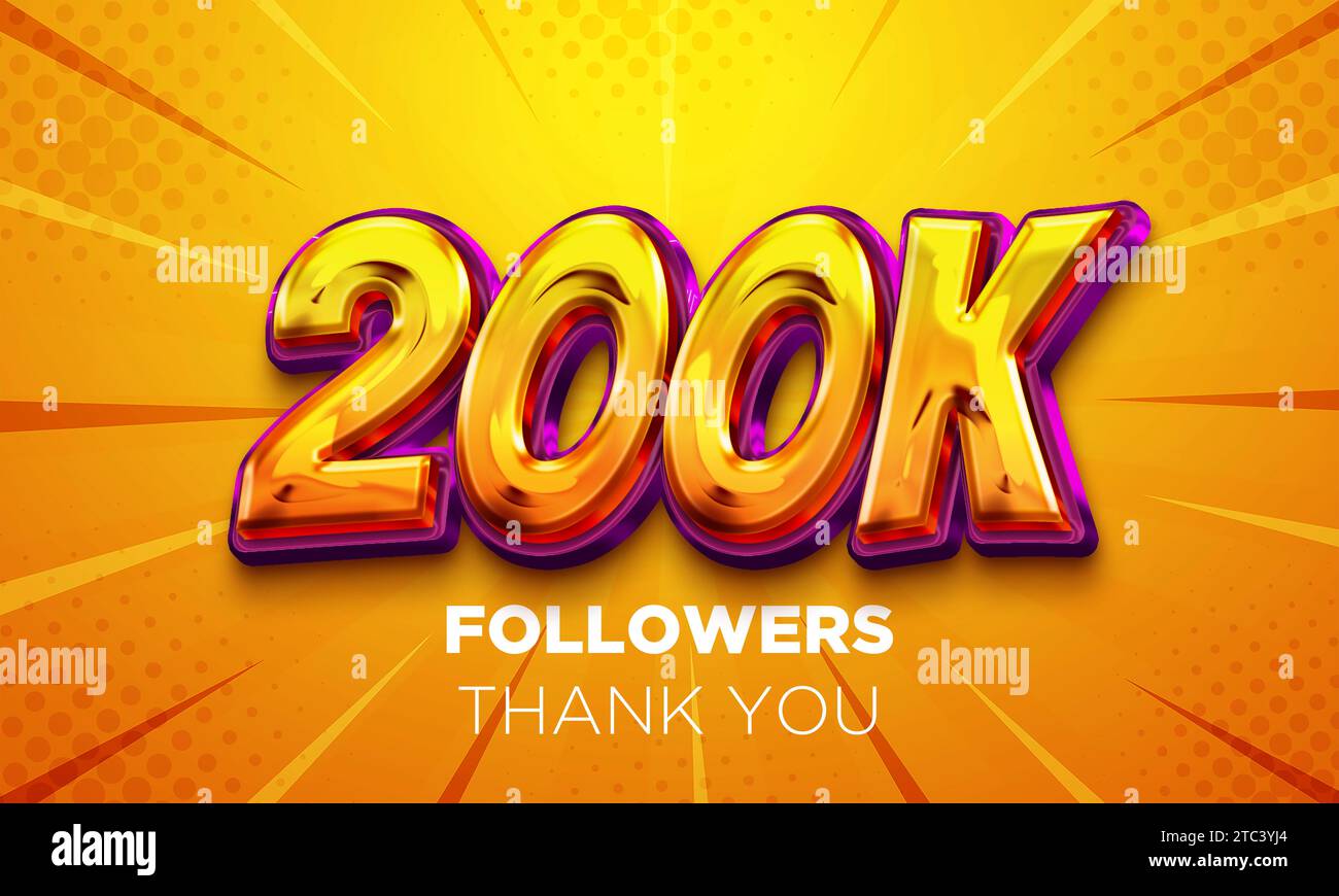 200 Follower feiern. Poster in sozialen Medien. Follower Danke ...