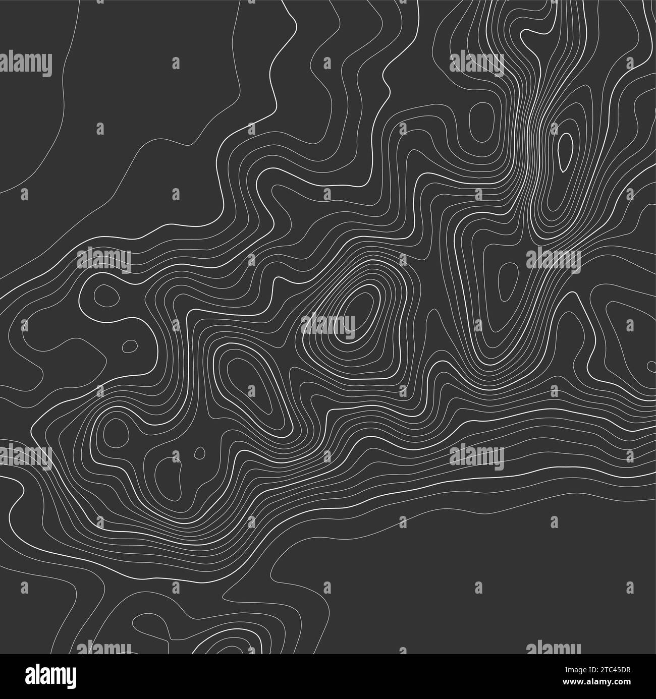 Graue Konturen Vektortopographie. Geografische Karte des ...