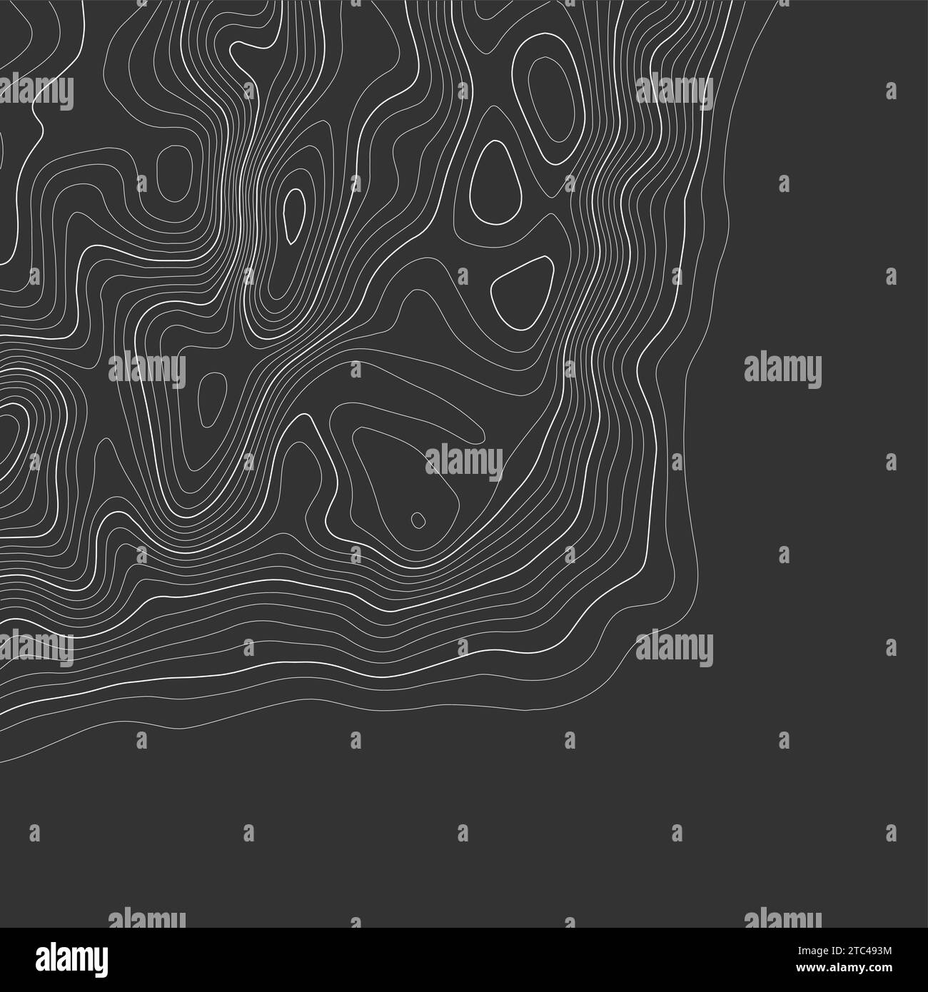 Graue Konturen Vektortopographie. Geografische Karte des ...