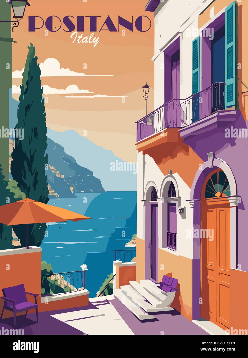 Positano beach italy Stock-Vektorgrafiken kaufen - Alamy