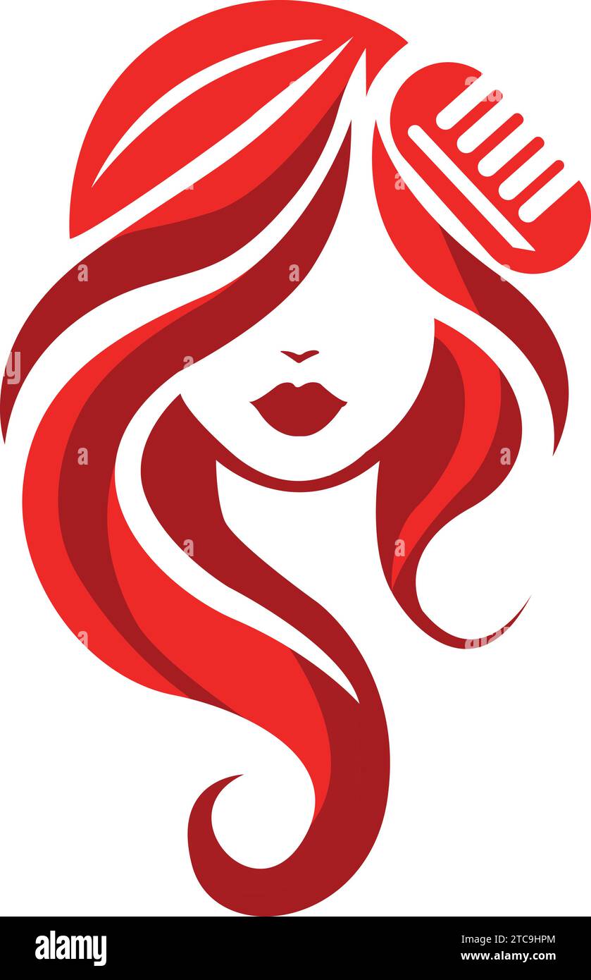 Genießen Sie Eleganz mit unserer Red Hair Coiffure Logo-Vorlage. Dieses ...
